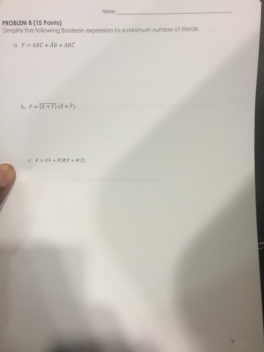 Solved Simplify the following Boolean expression to a | Chegg.com