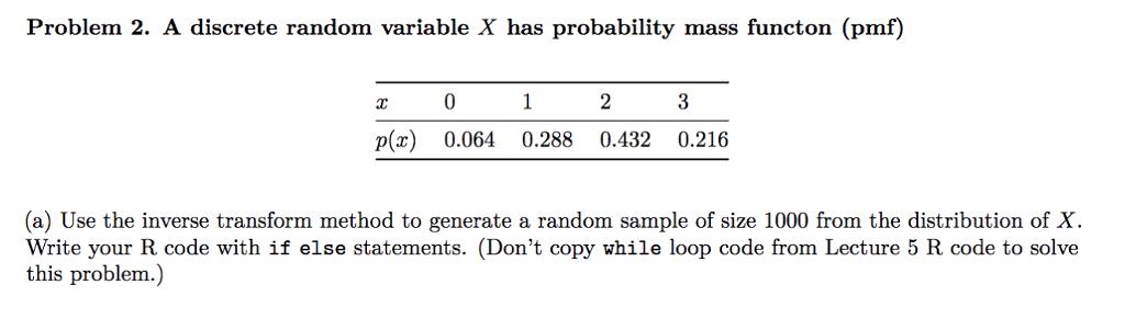 Solved Problem 2. A discrete random variable X has | Chegg.com