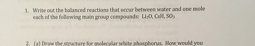 Solved Write out the balanced reactions that occur between | Chegg.com
