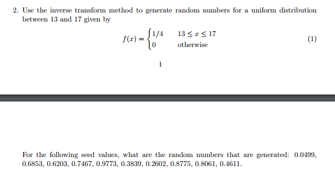 Use The Inverse Transform Method To Generate Random