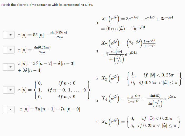 Solved Match the discrete-time sequence with its | Chegg.com