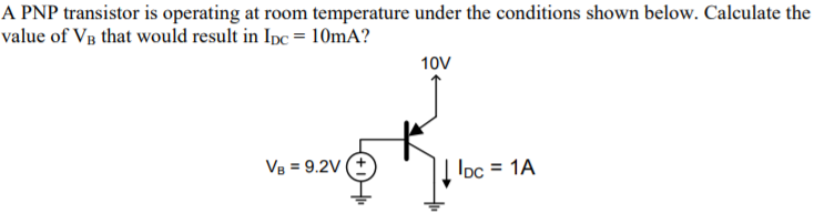 Solved A PNP transistor is operating at room temperature | Chegg.com