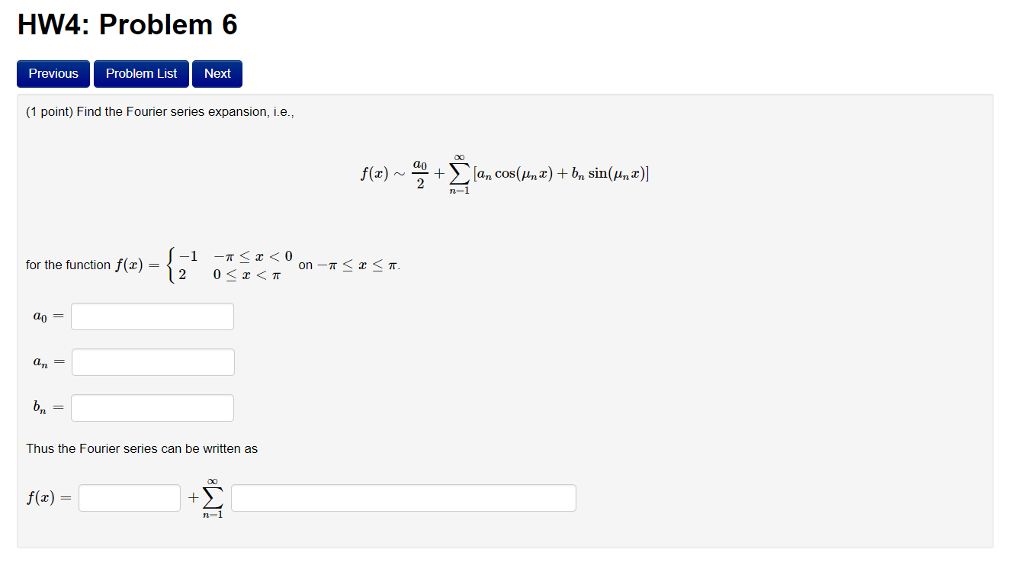 Solved HW4: Problem 6 Previous Problem List Next (1 point) | Chegg.com