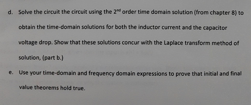 Solved a. Given the following time-domain circuit, transform | Chegg.com