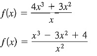 Solved: F(x) = 4x^3 + 3x^2/x F(x) = X^3 - 3x^2 + 4/x^2 | Chegg.com