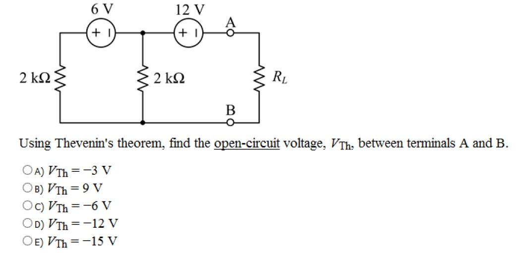 Solved Using Thevenin's theorem, find the open-circuit | Chegg.com
