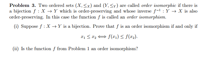 Solved Problem 3. Two ordered sets (X, | Chegg.com