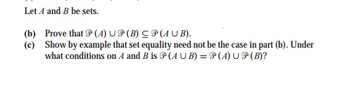 Solved Let A and B be sets. Prove that P (A) U P (B) P (A | Chegg.com