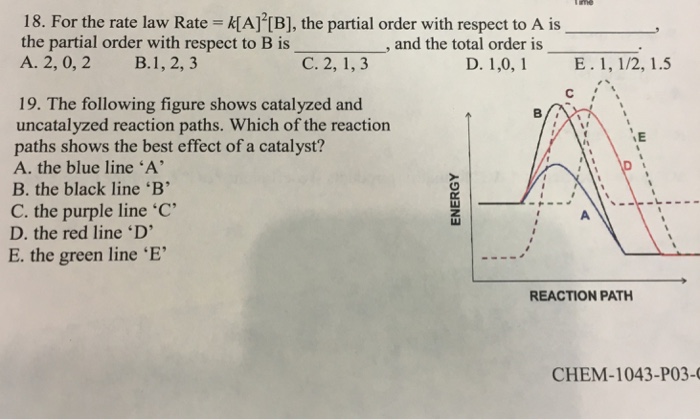 Solved For the rate law Rate = K[A]^2[B], the partial order | Chegg.com