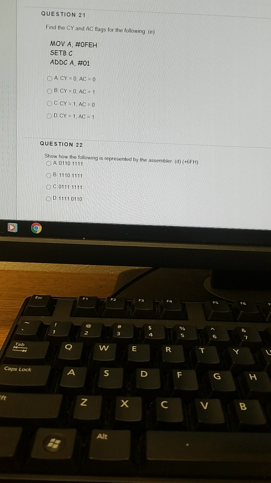 Solved QUESTION 21 Find the CY and AC flags for the | Chegg.com