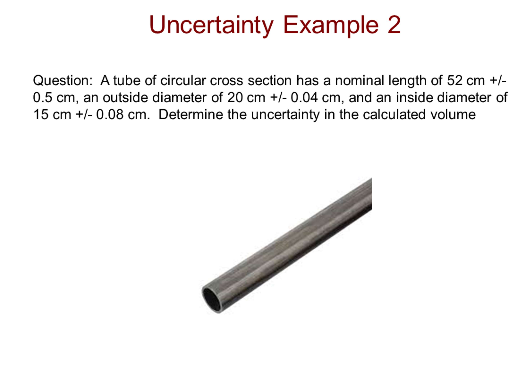 Solved Uncertainty Example 2 Question: A tube of circular | Chegg.com
