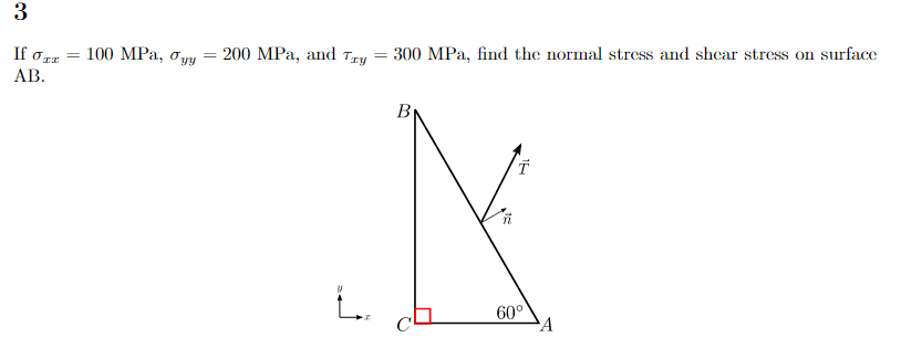 Solved 3 lfg.ェ= 100 MPa, σyy AB 200 MPa and Try 300 MPa, | Chegg.com