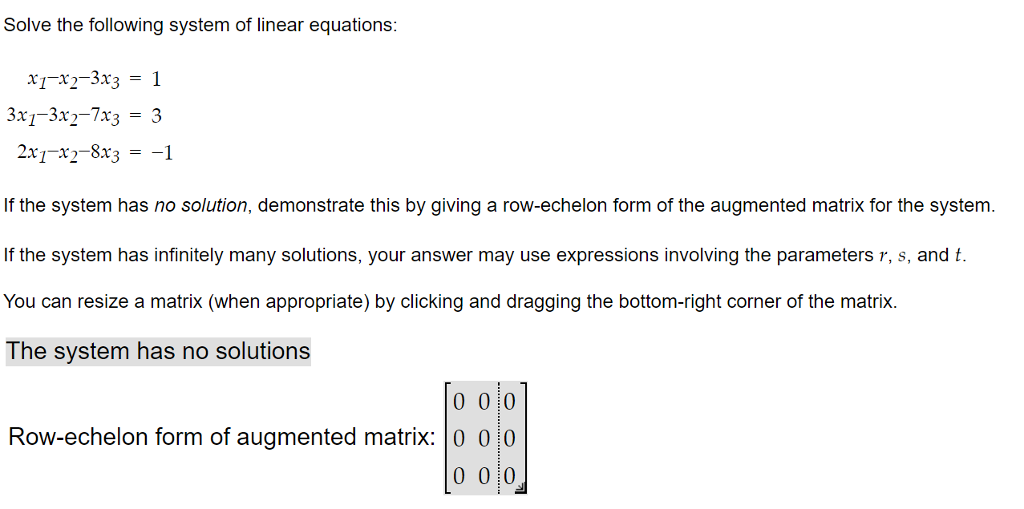 Solved Solve the following system of linear equations: | Chegg.com