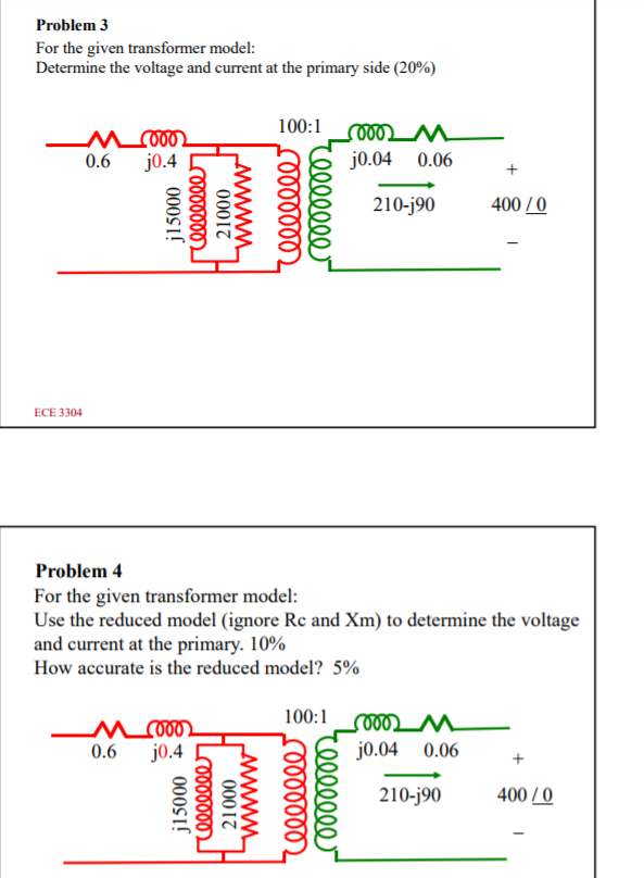 Solved For the given transformer model: Determine the | Chegg.com