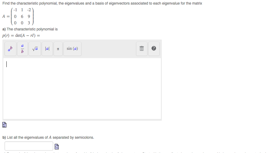 Solved Find the characteristic polynomial, the eigenvalues | Chegg.com