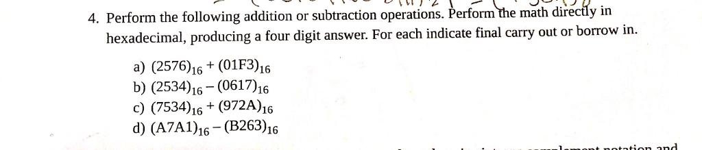 Solved Perform the following addition or subtraction | Chegg.com