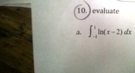 Solved Evaluate a. integrate ln(x-2)dx between the limits -1 | Chegg.com