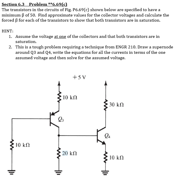 Solved The transistors in the circuits of Fig. P6.69(c) | Chegg.com