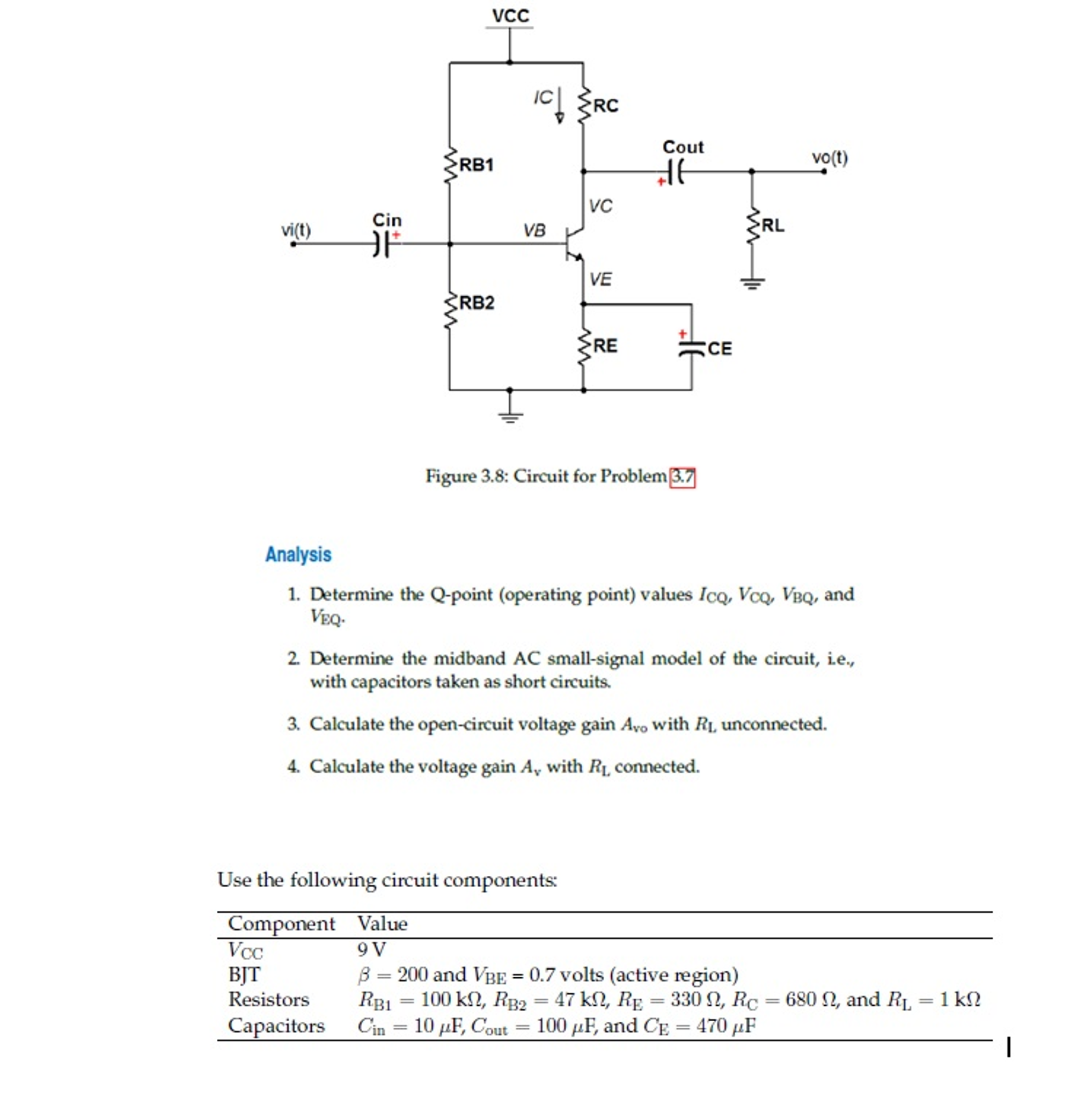 Solved Determine the Q-point (operating point) values | Chegg.com