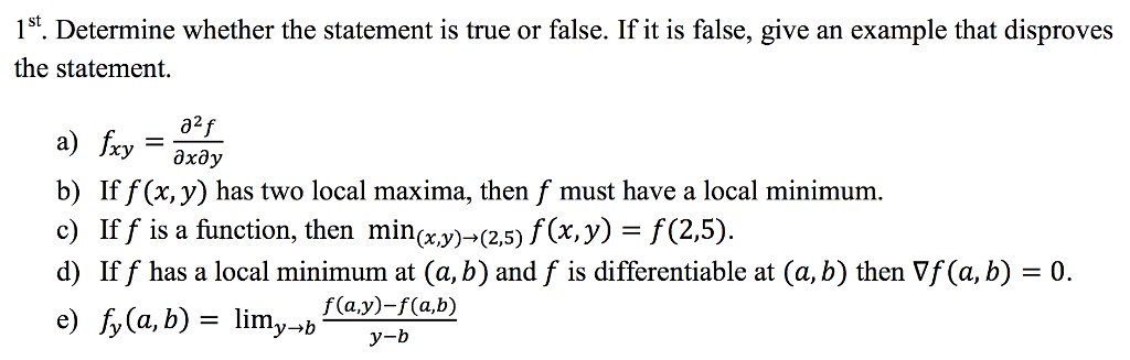 Solved Determine whether the statement is true or false. If | Chegg.com
