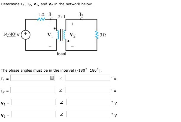 Solved Determine I1, I2, V1, and V2 in the network below. | Chegg.com