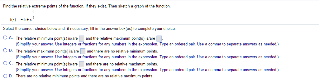 Solved find the relative extreme points of the function, if | Chegg.com