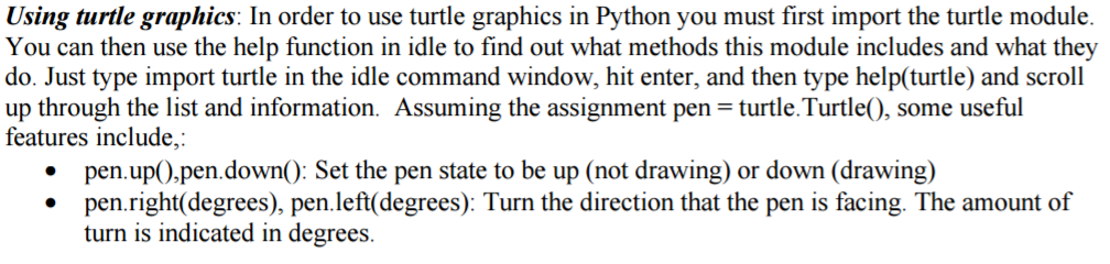Solved part, you are going to use turtle graphics to define | Chegg.com