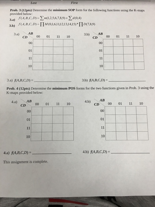 Solved Determine the minimum SOP from for the following | Chegg.com