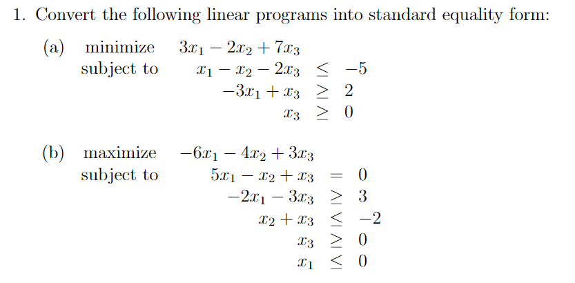 Solved 1. Convert the following linear programs into | Chegg.com