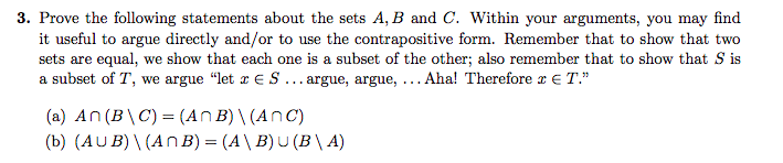 Solved 3. Prove the following statements about the sets A, B | Chegg.com