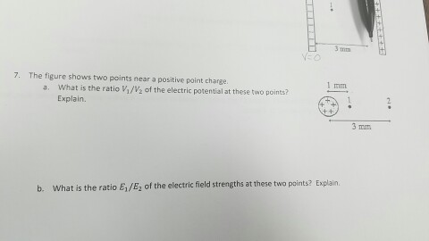 Solved 7. The figure shows two points near a positive point | Chegg.com