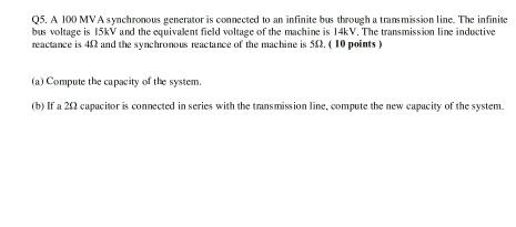 Solved Q5. A 100 MVA synchronous generator is connected to | Chegg.com