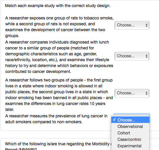 Solved Match each example study with the correct study | Chegg.com