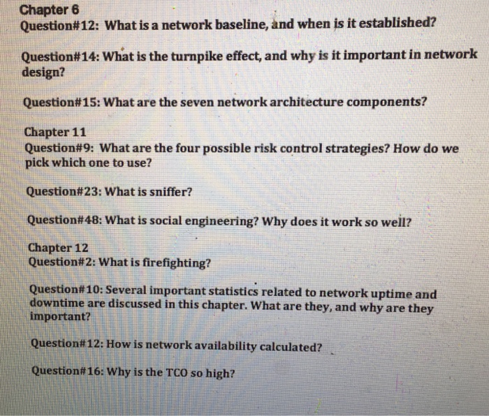 Solved What is a network baseline, and when is it | Chegg.com