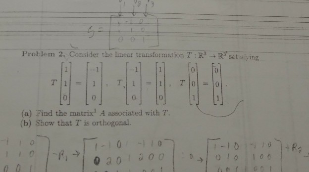 Solved Problem 2. Consider the linear transformation T : R3 | Chegg.com