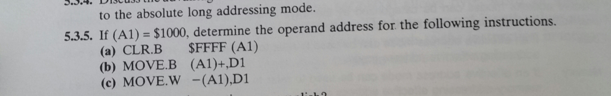 Solved If (A1) = $1000, determine the operand address for | Chegg.com
