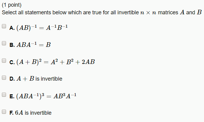 Solved 1 point Select all statements below which are true | Chegg.com