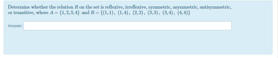Solved Determine whether the relation R on the set is | Chegg.com