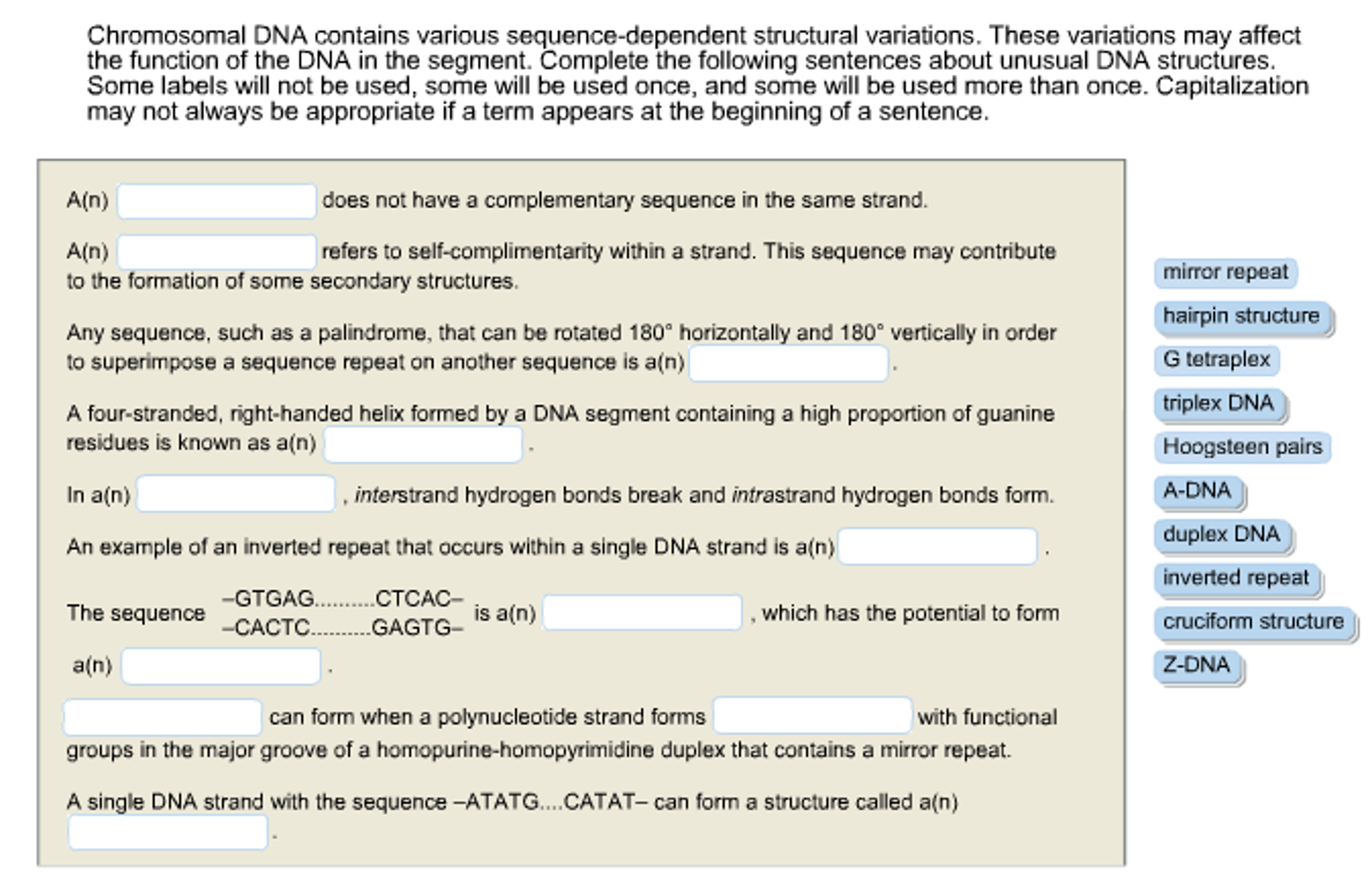 Solved Chromosomal DNA contains various sequence-dependent | Chegg.com