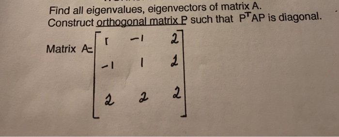 Solved Find all eigenvalues, eigenvectors of matrix A. | Chegg.com