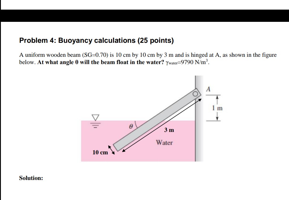 Solved Problem 4: Buoyancy calculations (25 points) A | Chegg.com