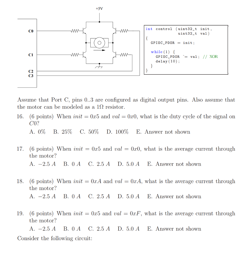 +5V int control (uint32-t init, CO uint32_t val) | Chegg.com