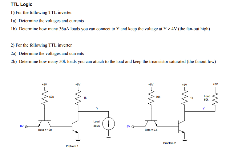 Solved TTL Logic 1) For the following TTL inverter la) | Chegg.com