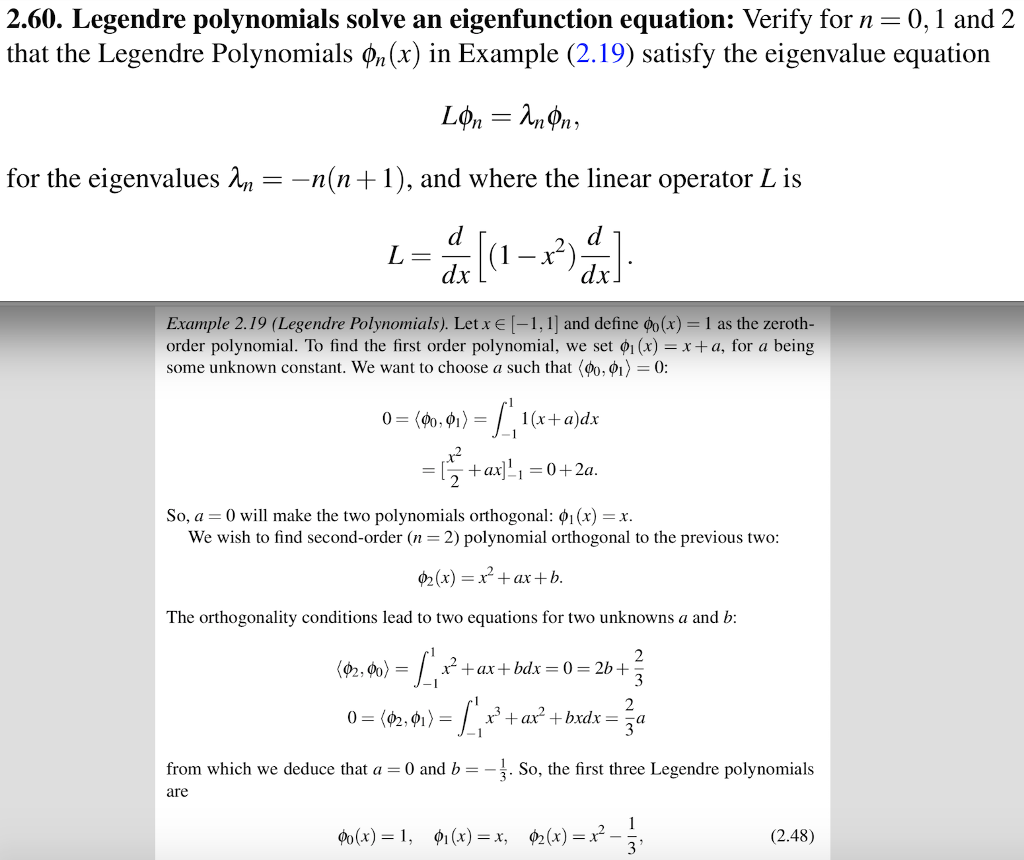 Solved 2.60. Legendre polynomials solve an eigenfunction | Chegg.com