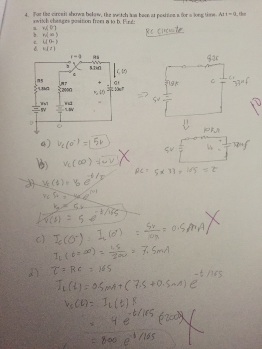 Solved For the circuit shown below, the switch has been at | Chegg.com