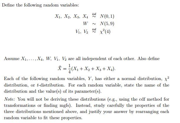 Solved Define the following random variables: iid Xs, x2, | Chegg.com