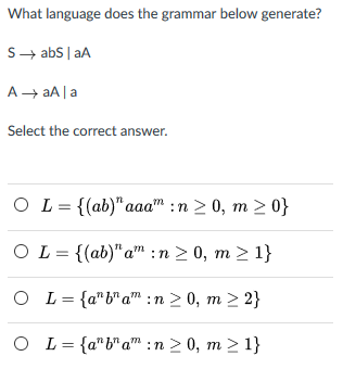 Solved What language does the grammar below generate? S | Chegg.com