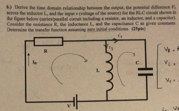Solved 6.) Derive the time domain relationship between the | Chegg.com