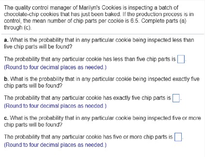 Solved The quality control manager of Marilyn's Cookies is | Chegg.com
