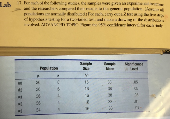 Solved For each of the following studies, the samples were | Chegg.com